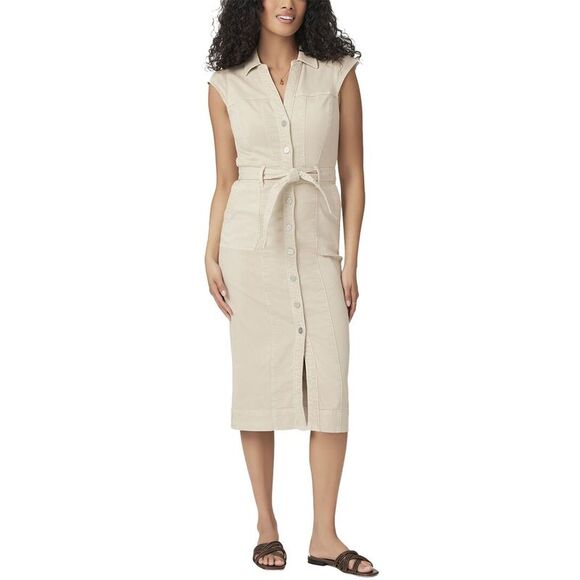 PAIGE | Dresses | Paige Womens Jaxsyn Midi Dress Beige | Poshmark